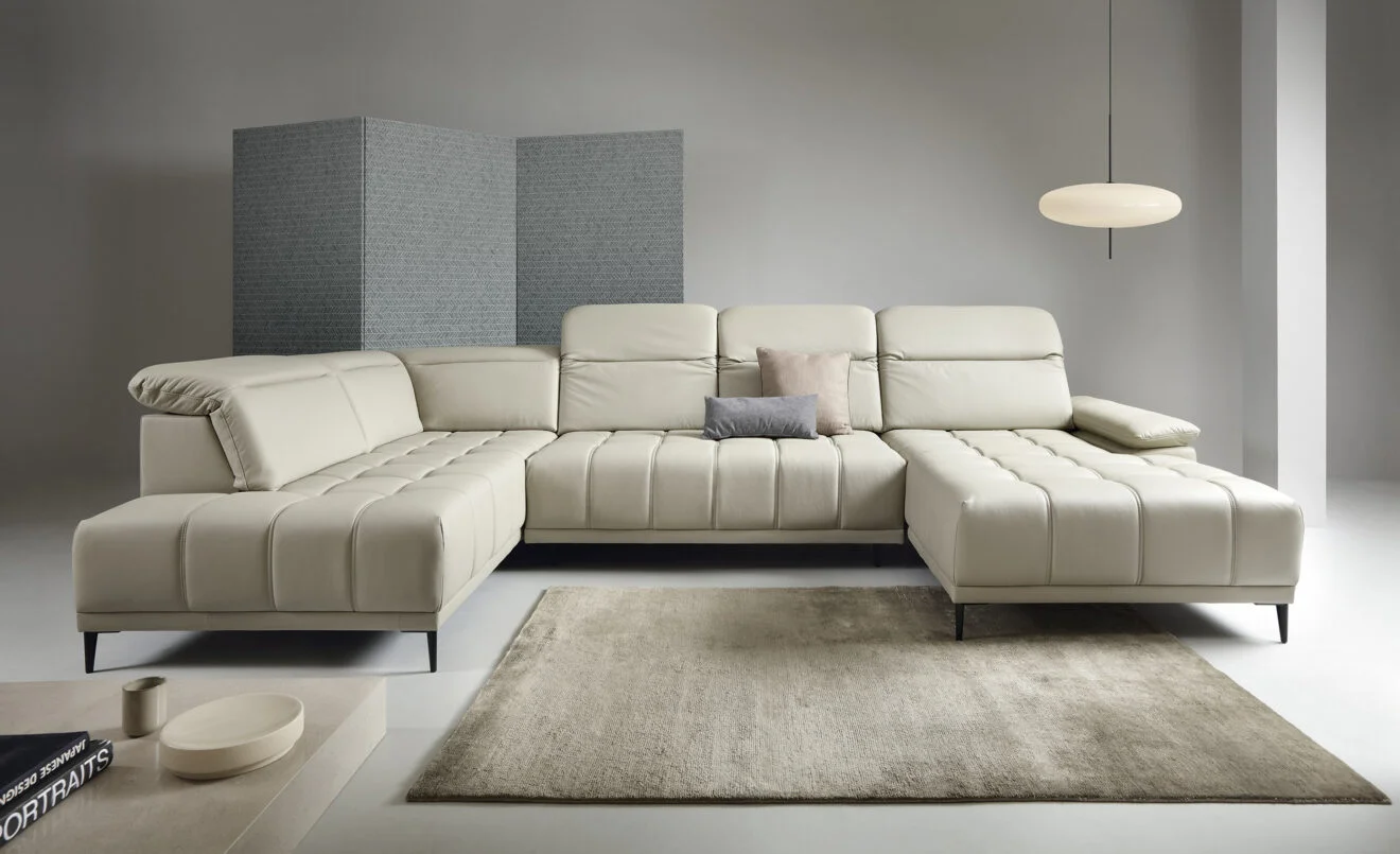 Natural Leather U-Shaped Sofa - 'FOCUS' - Sofanatic